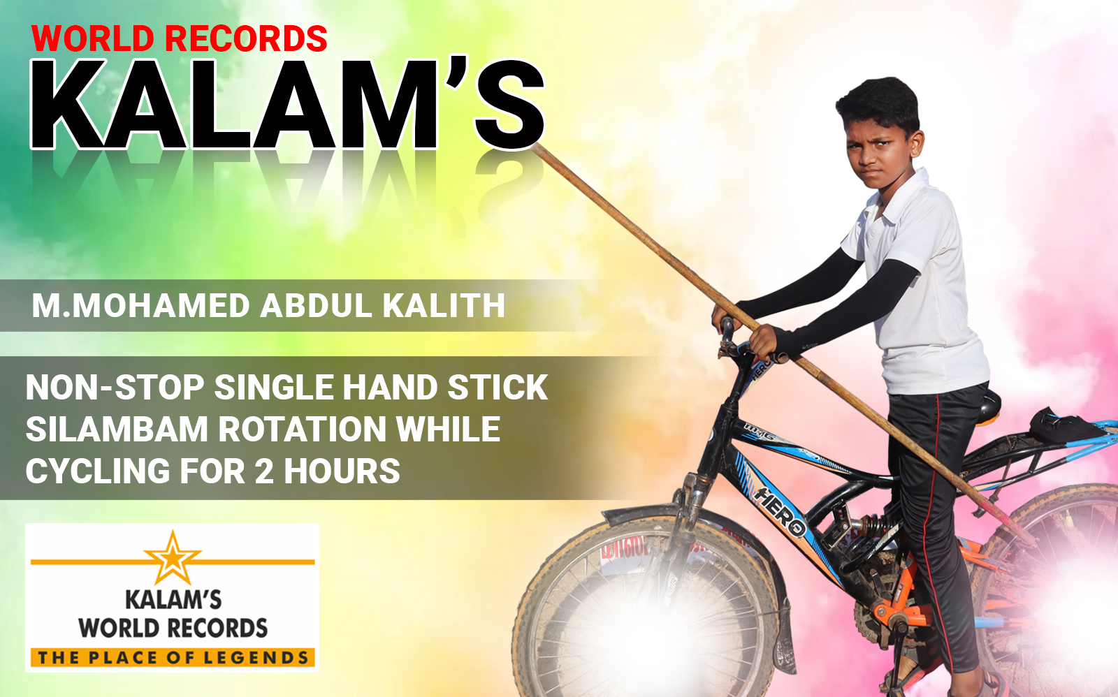 Non-Stop Single Hand Stick Silambam Rotation While Cycling for 2 Hours ...