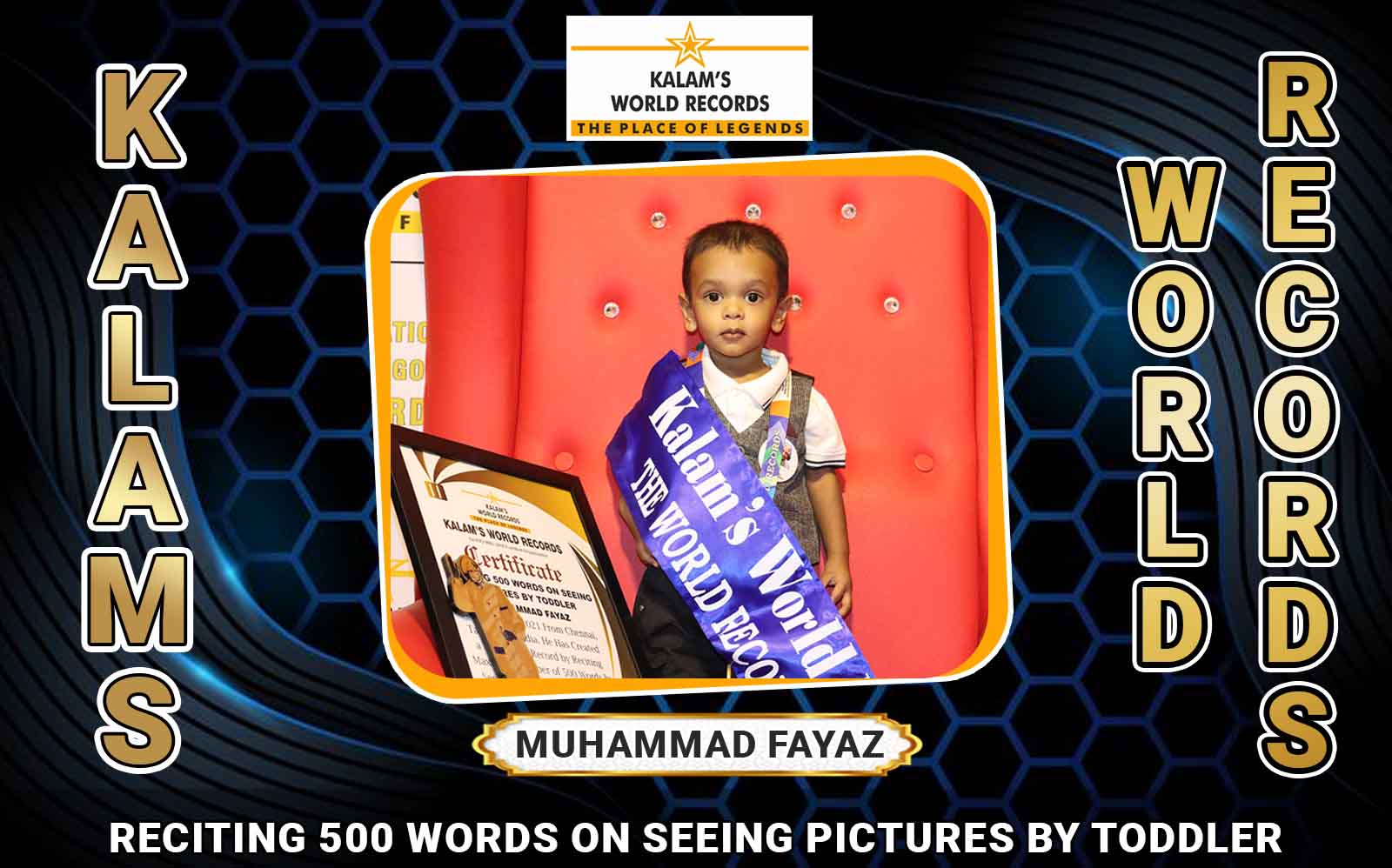 Reciting 500 Words on Seeing Pictures by Toddler | Kalams World Records