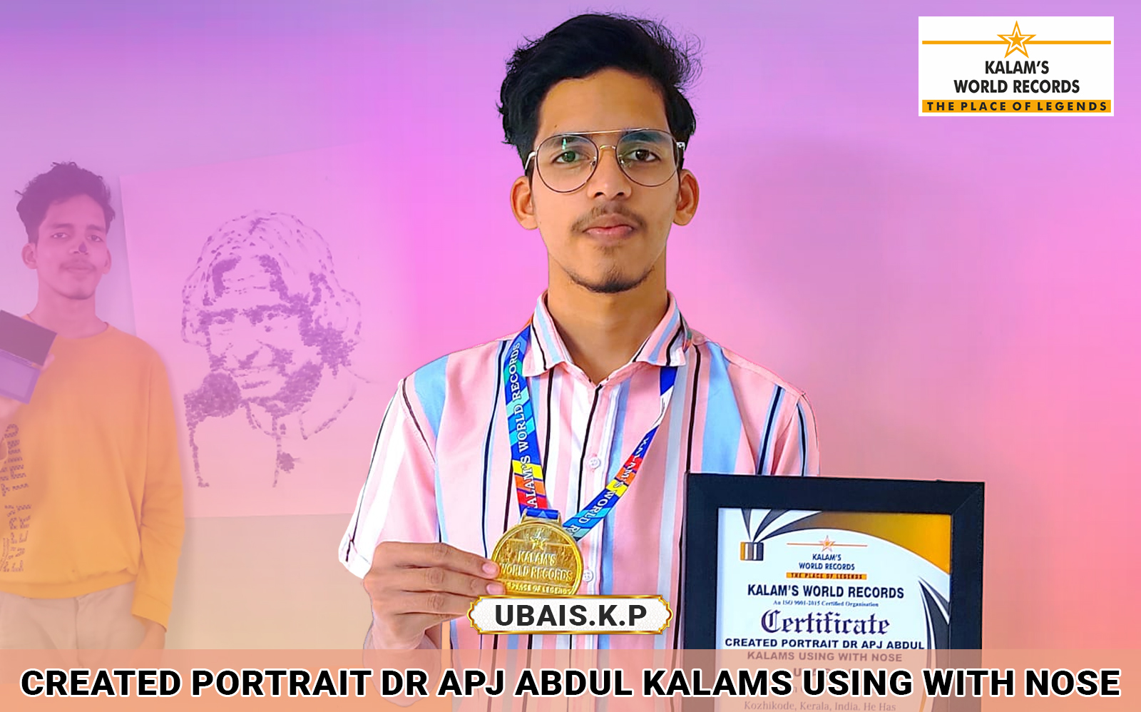 Created Portrait Dr APJ Abdul Kalams Using With Nose | Kalams World Records