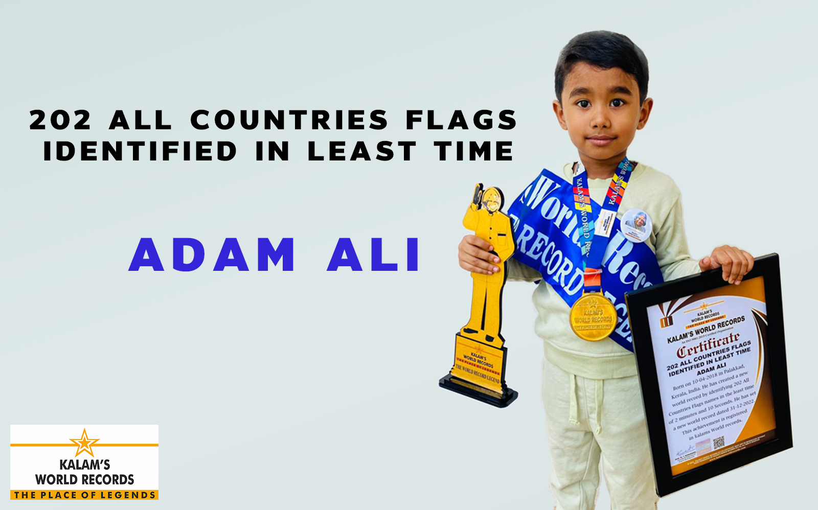 202 All Countries Flags Identified In Least Time - Kalams World Records
