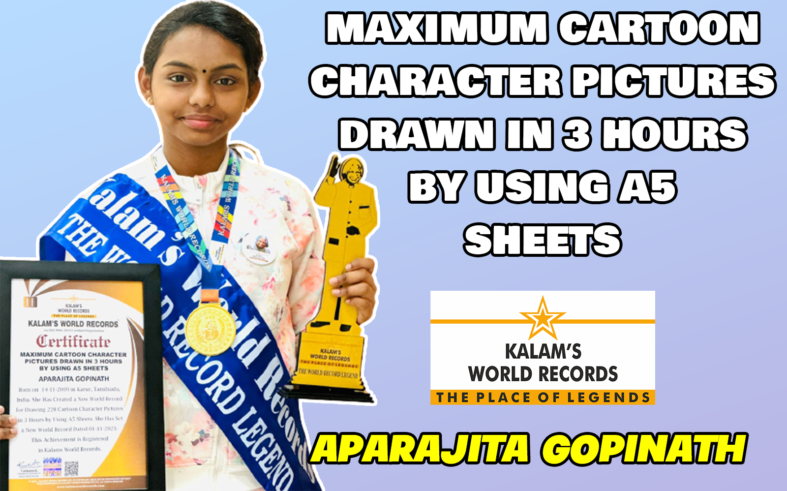 Maximum Cartoon Character Pictures Drawn In 3 Hours By Using A5 Sheets | Kalams World Records