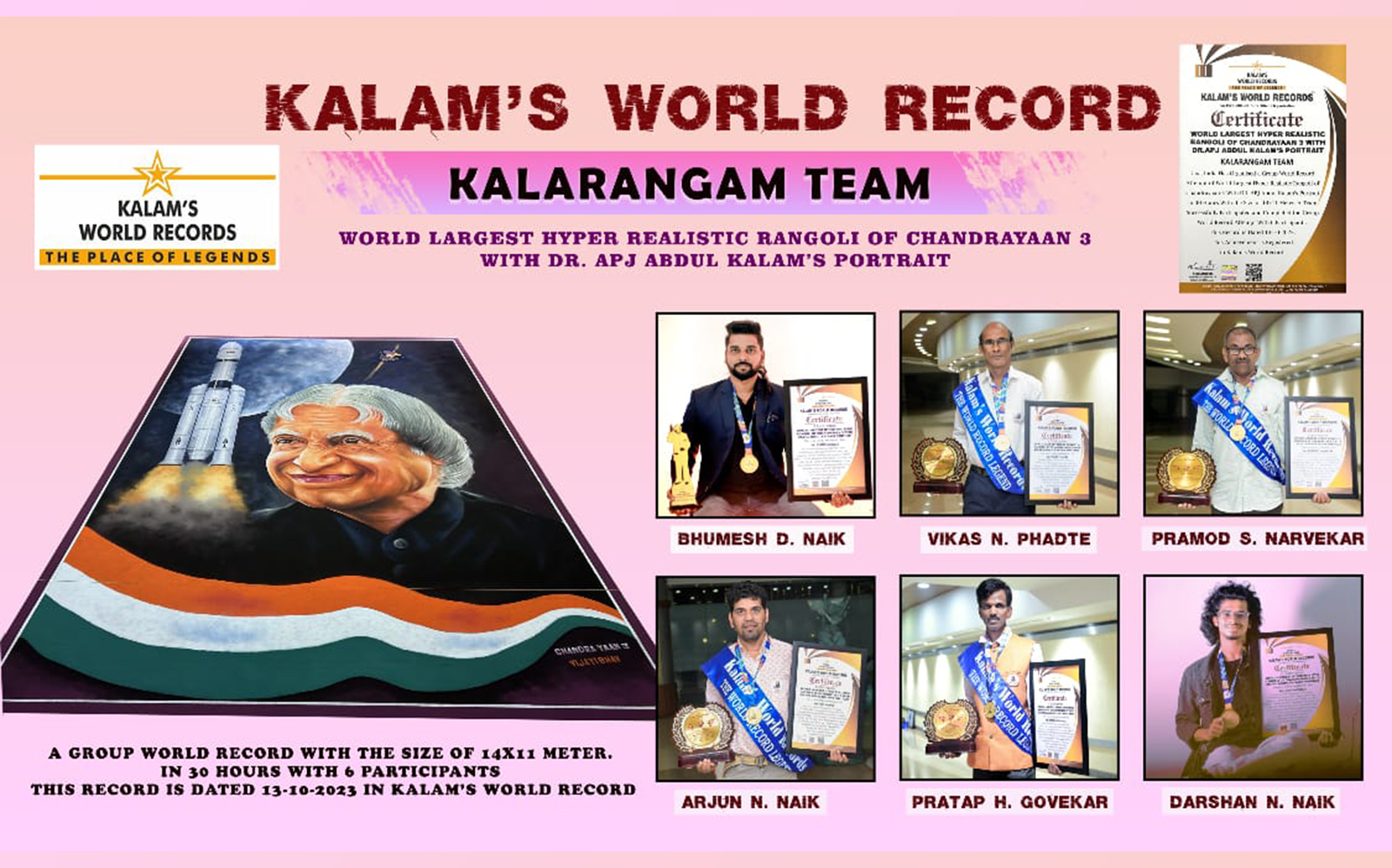 World Largest Hyper Realistic Rangoli Of Chandrayaan 3 With Dr. APJ ...