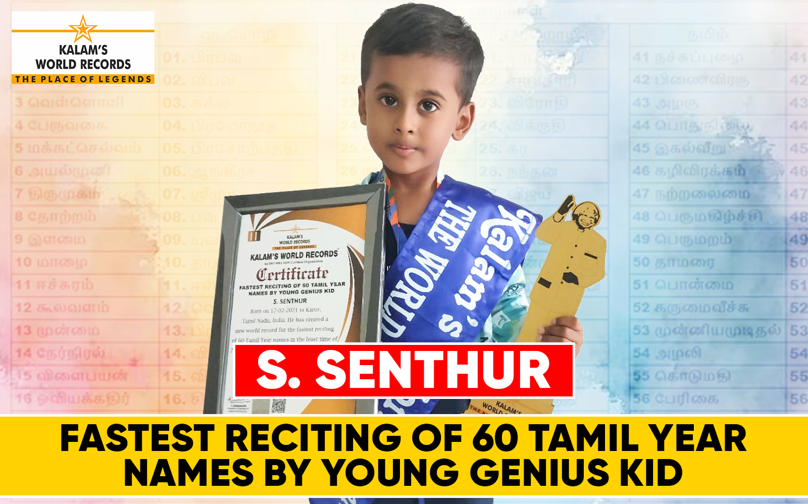 Fastest Reciting of 60 Tamil Year Names by Young Genius Kid - Kalams ...