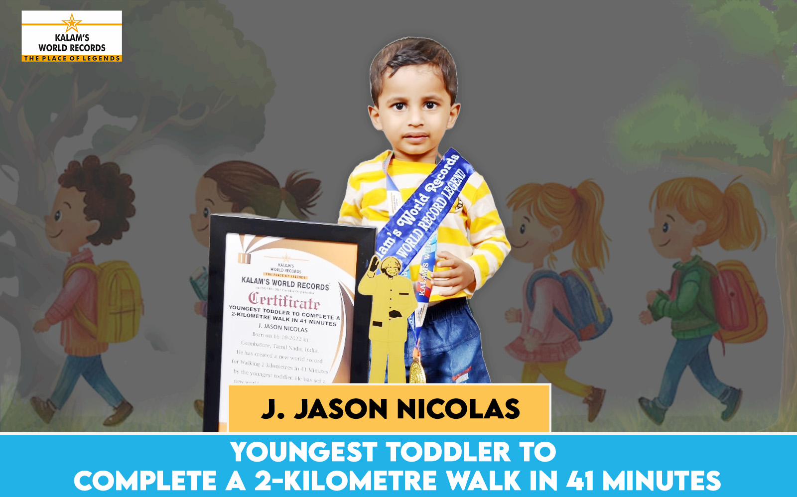 Youngest Toddler to Complete a 2-kilometre Walk in 41 Minutes - Kalams ...