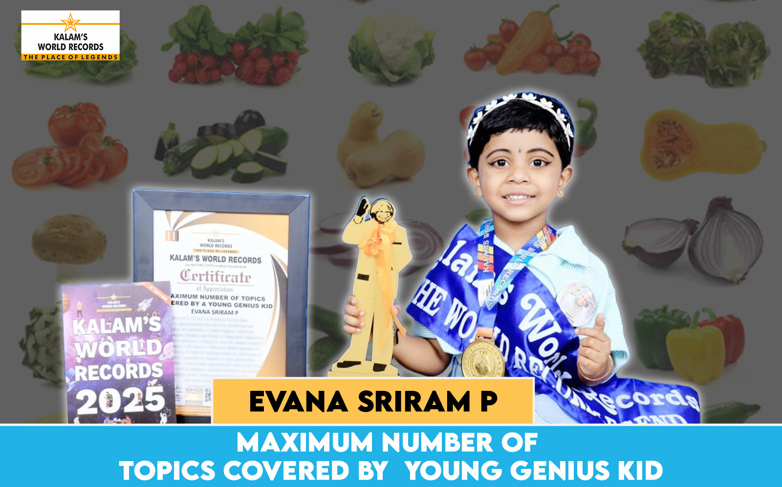 MAXIMUM NUMBER OF TOPICS COVERED BY YOUNG GENIUS KID - Kalams World Records