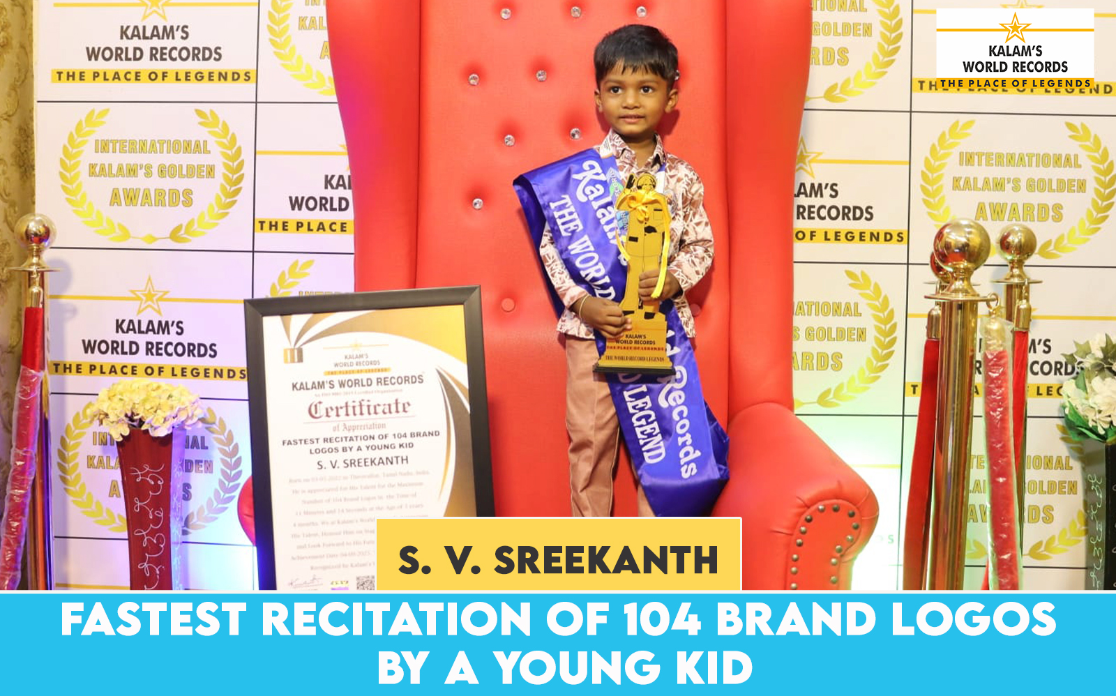 FASTEST RECITATION OF 104 BRAND LOGOS BY A YOUNG KID - Kalams World Records