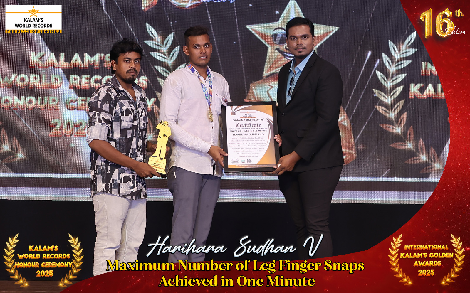 Maximum Number of Leg Finger Snaps Achieved in One Minute - Kalams ...