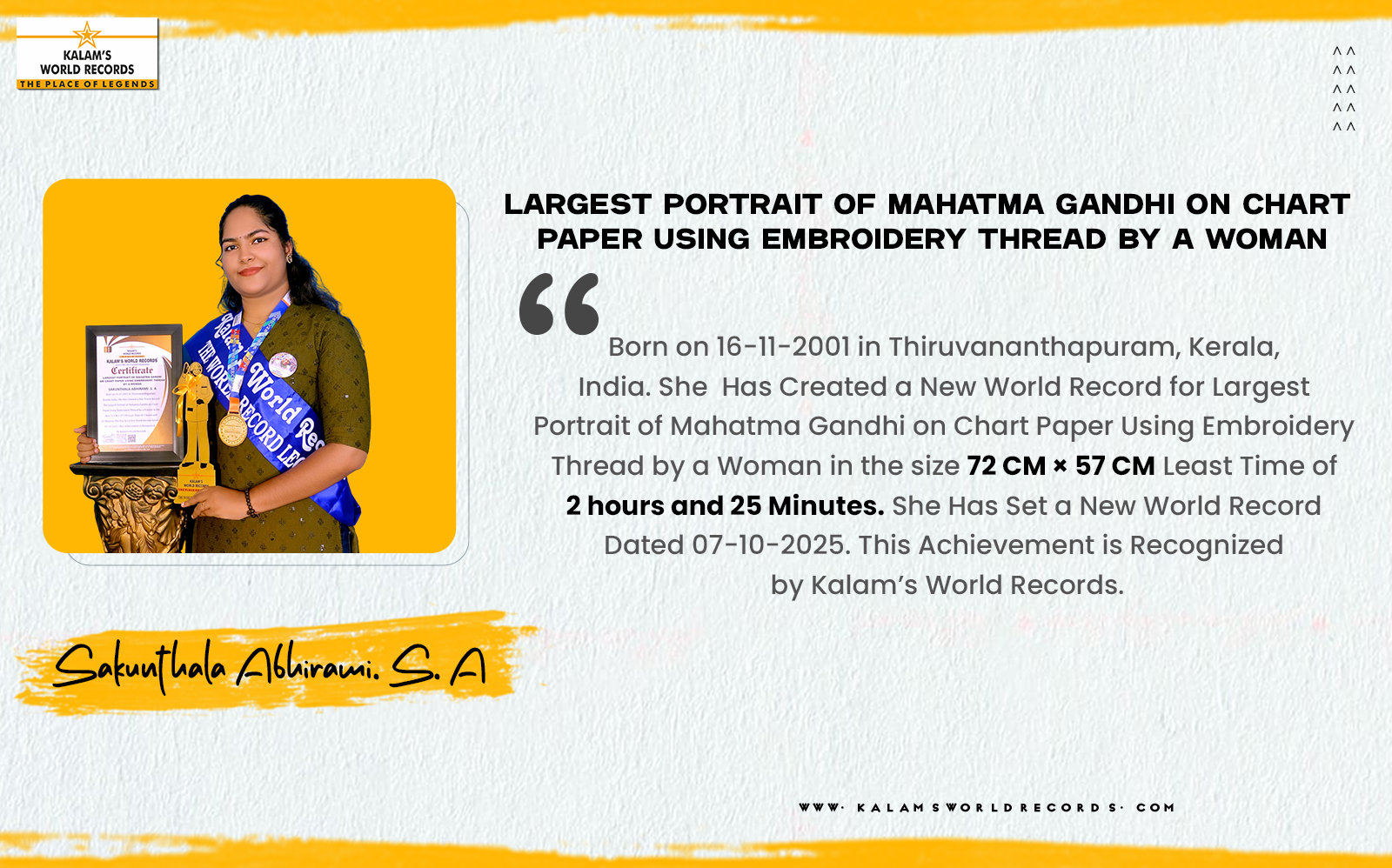 LARGEST PORTRAIT OF MAHATMA GANDHI ON CHART PAPER USING EMBROIDERY ...
