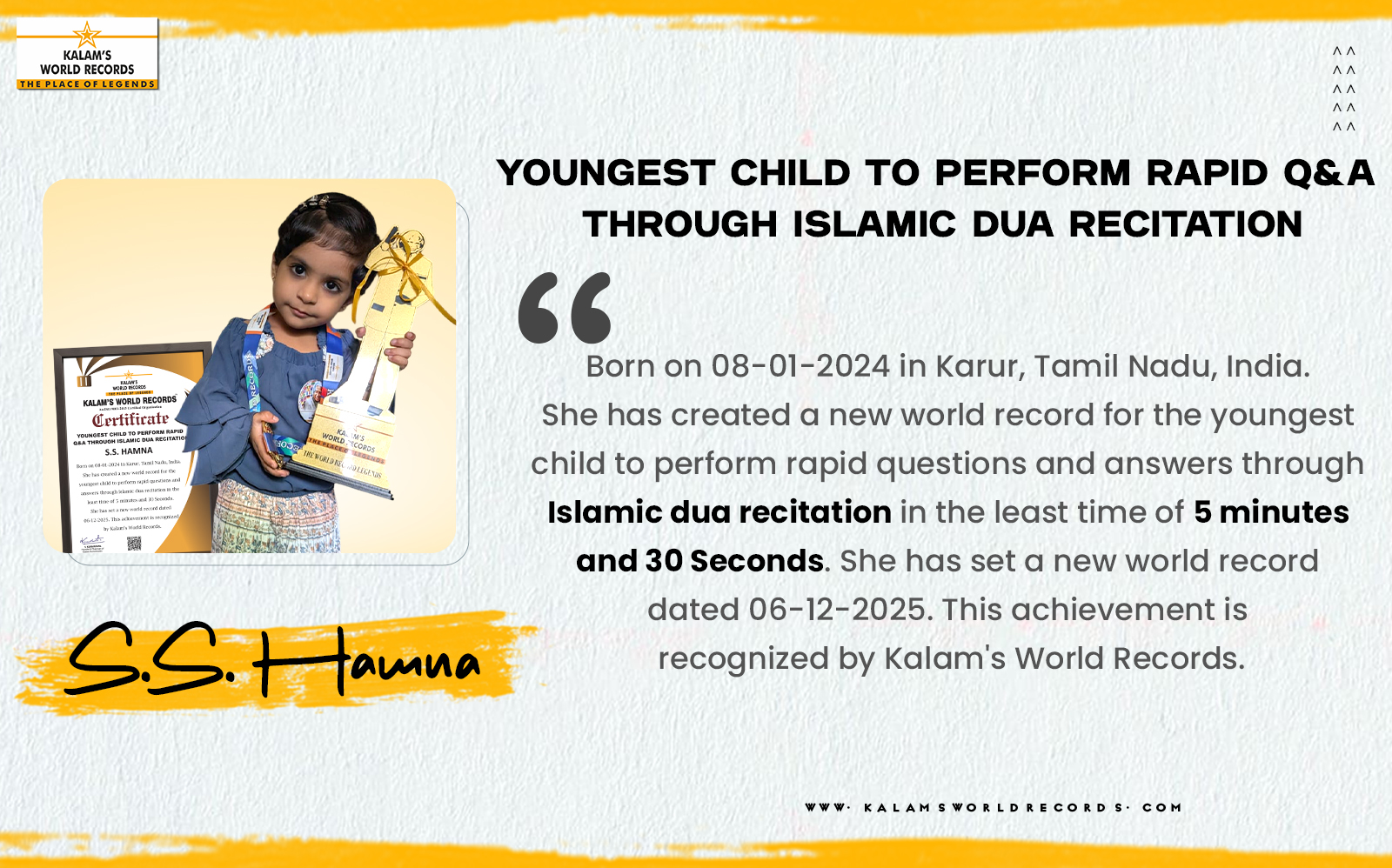 YOUNGEST CHILD TO PERFORM RAPID Q&A THROUGH ISLAMIC DUA RECITATION ...