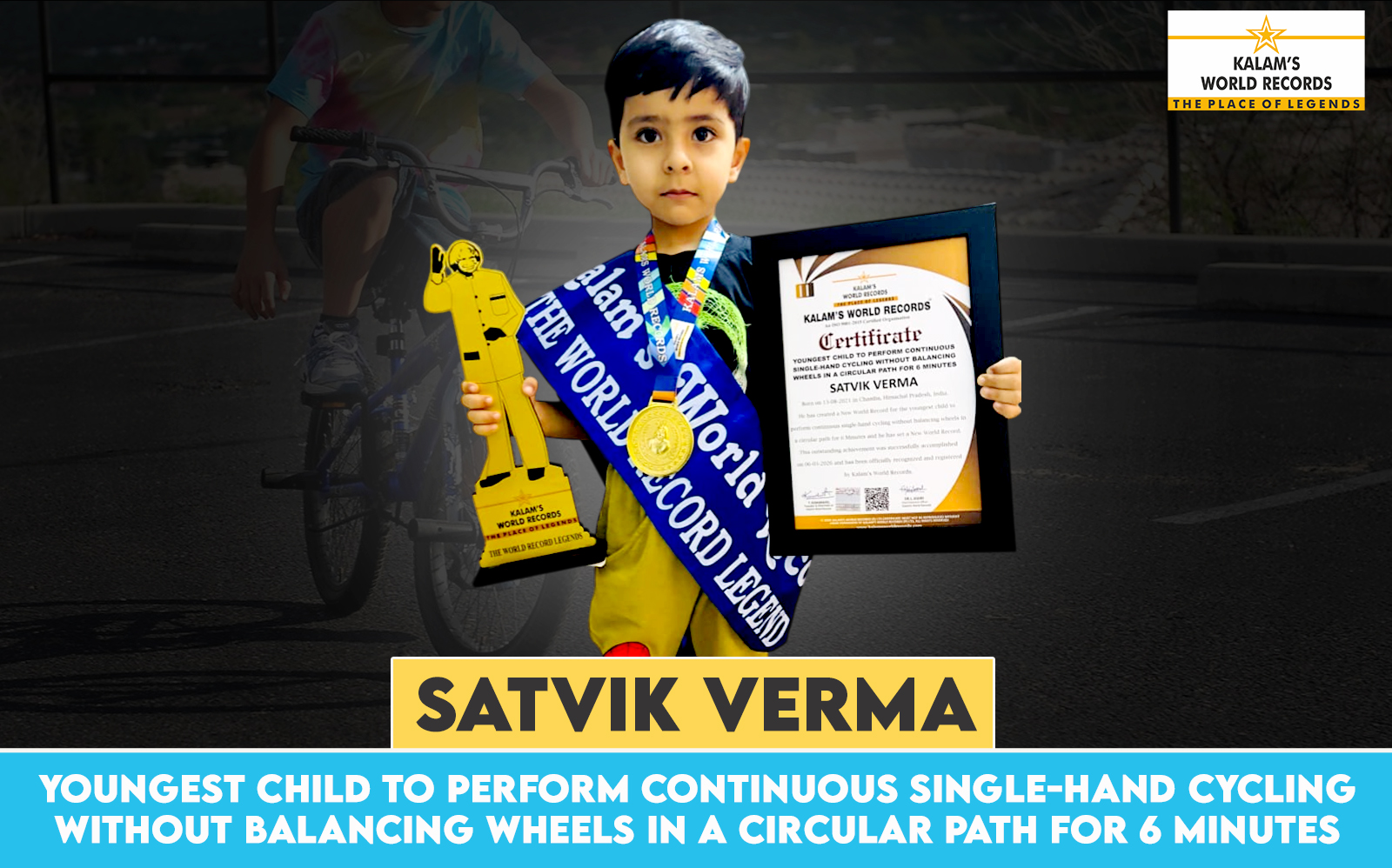 YOUNGEST CHILD TO PERFORM CONTINUOUS SINGLE-HAND CYCLING WITHOUT ...